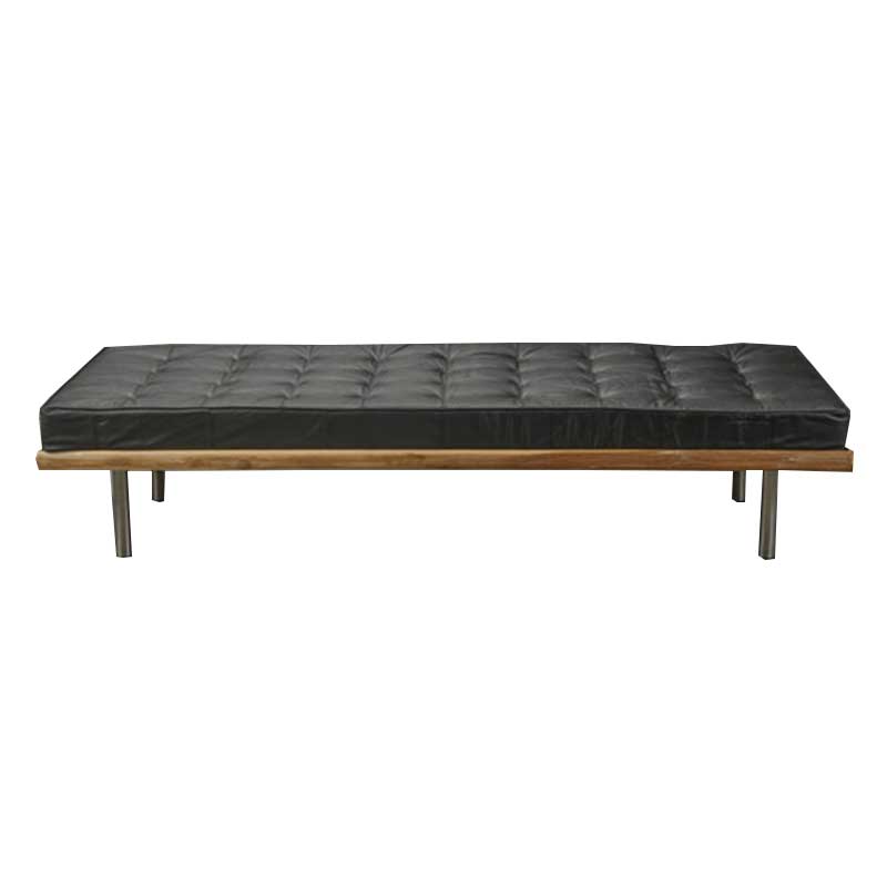 Daybed made of exotic hardwood, black leather – Deszine Talks